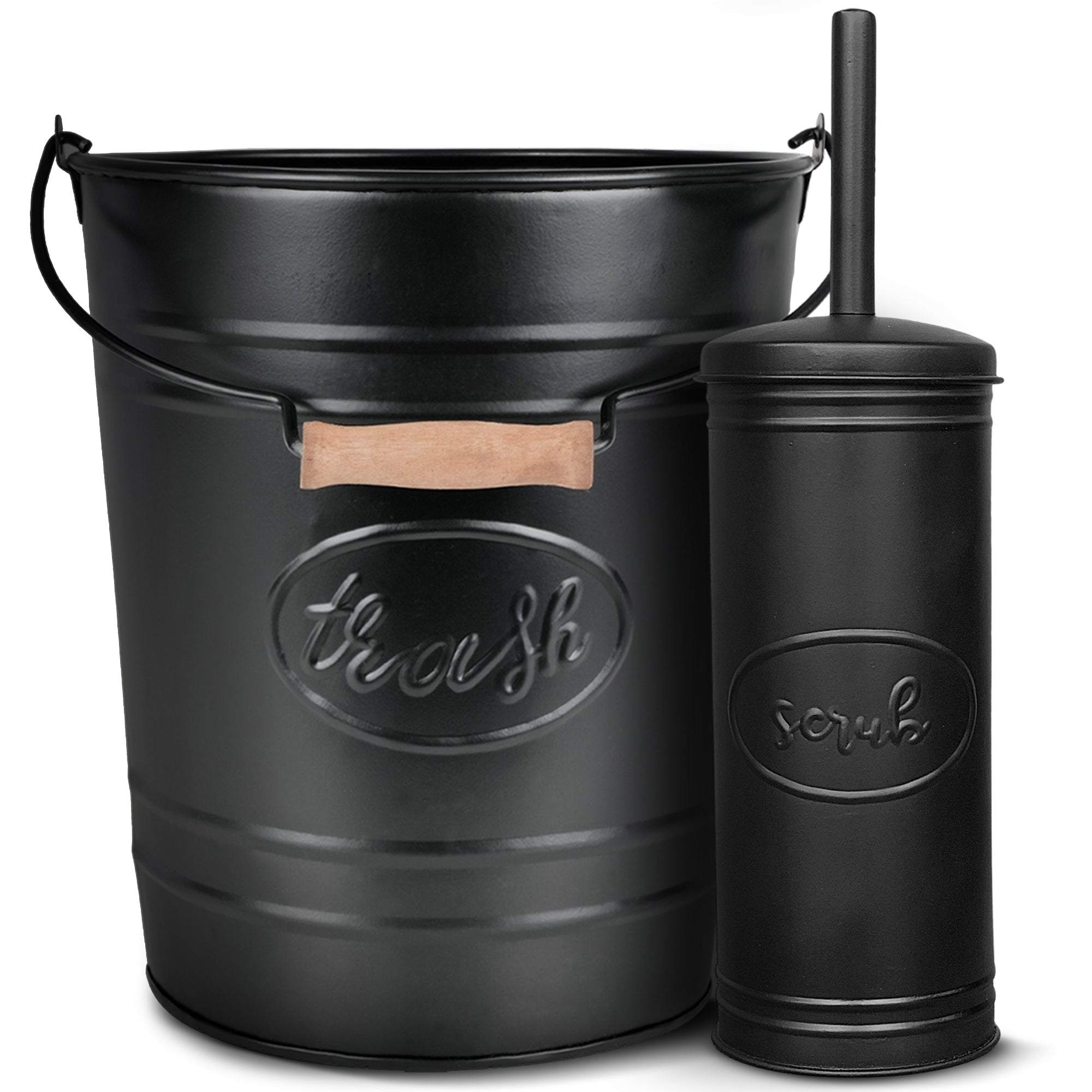Black Metal Label Line Trash Pail & Toilet Brush Set – Autumn Alley