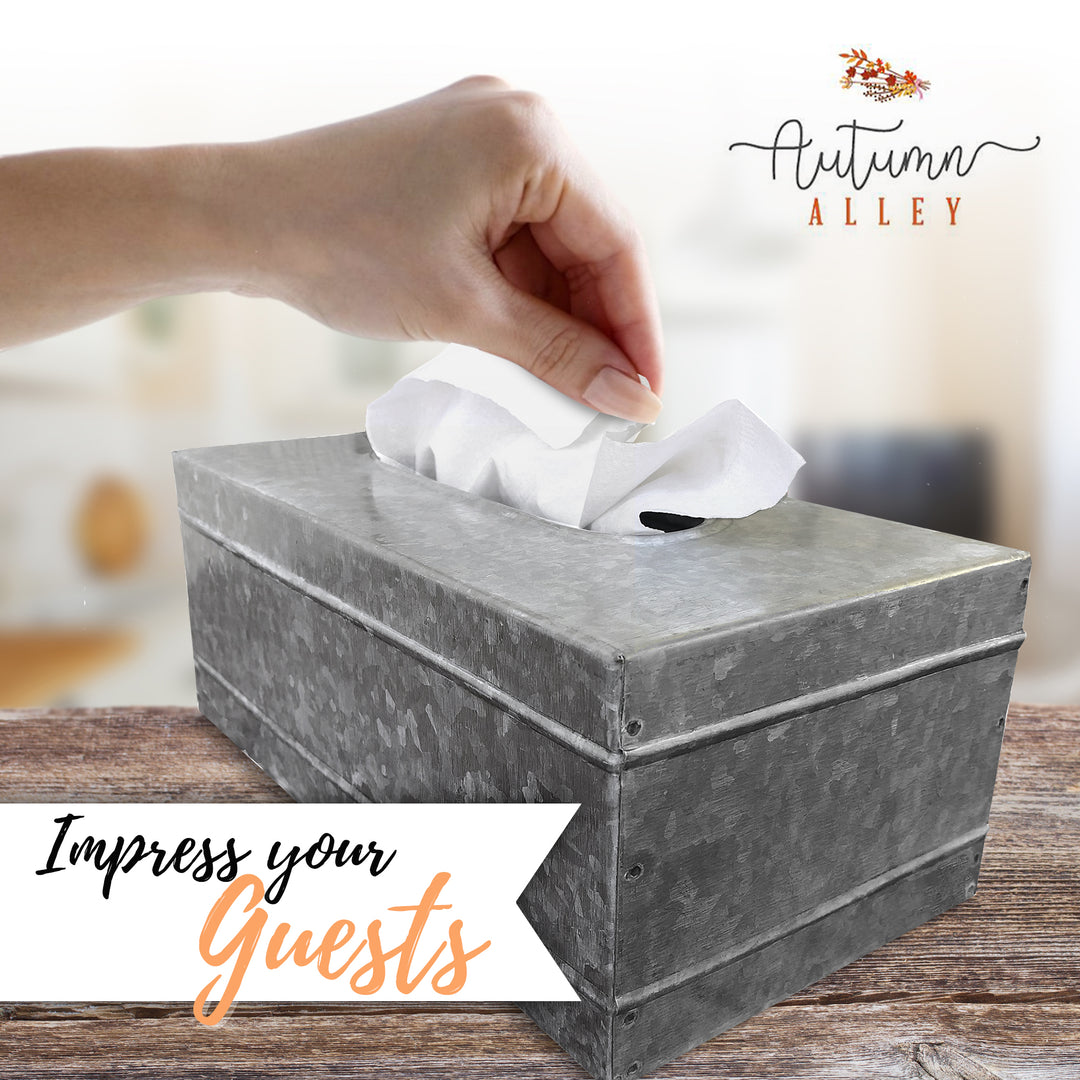 Galvanized Rectangular Tissue Box Cover Autumn Alley