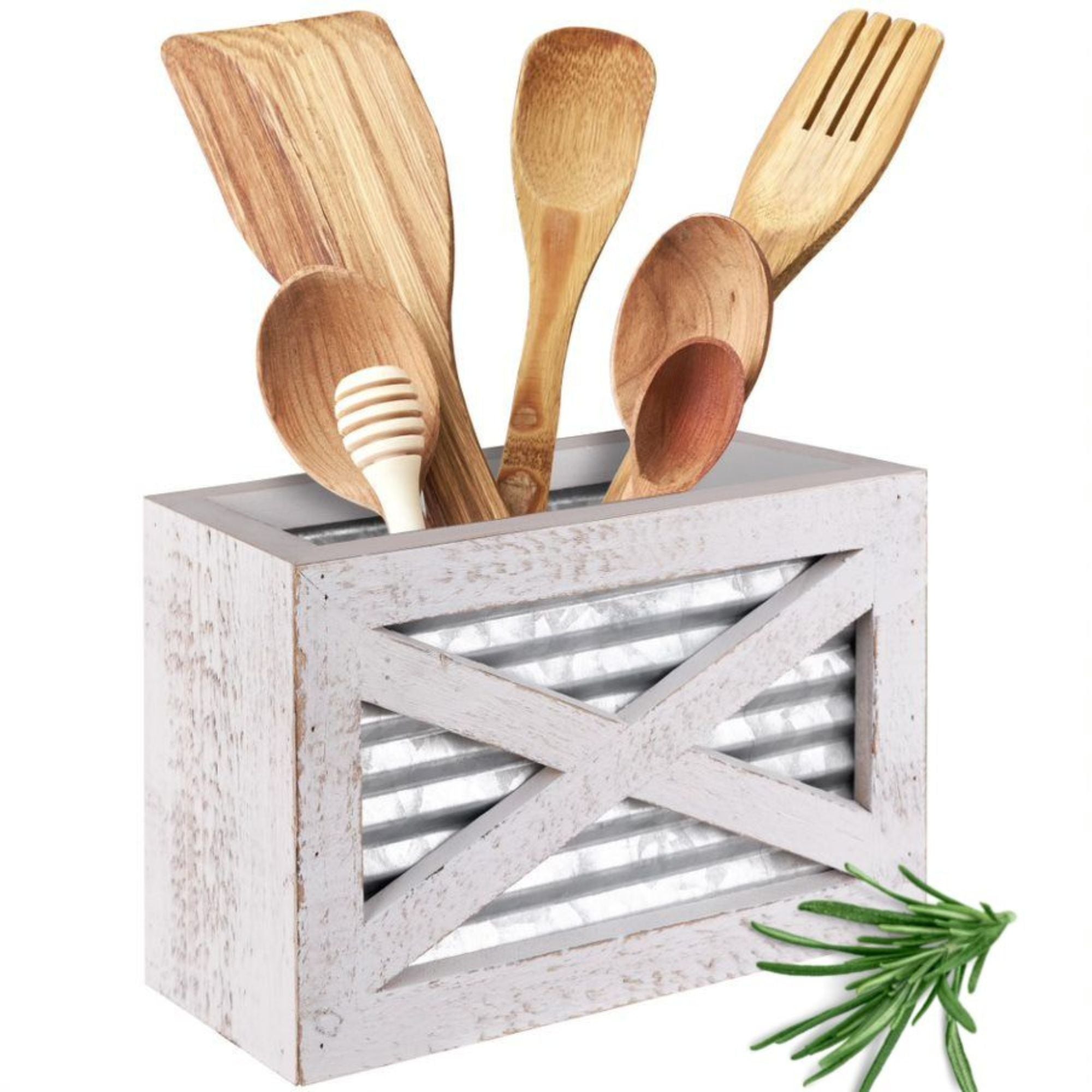 White Barn Door Rustic Utensil Holder – Autumn Alley