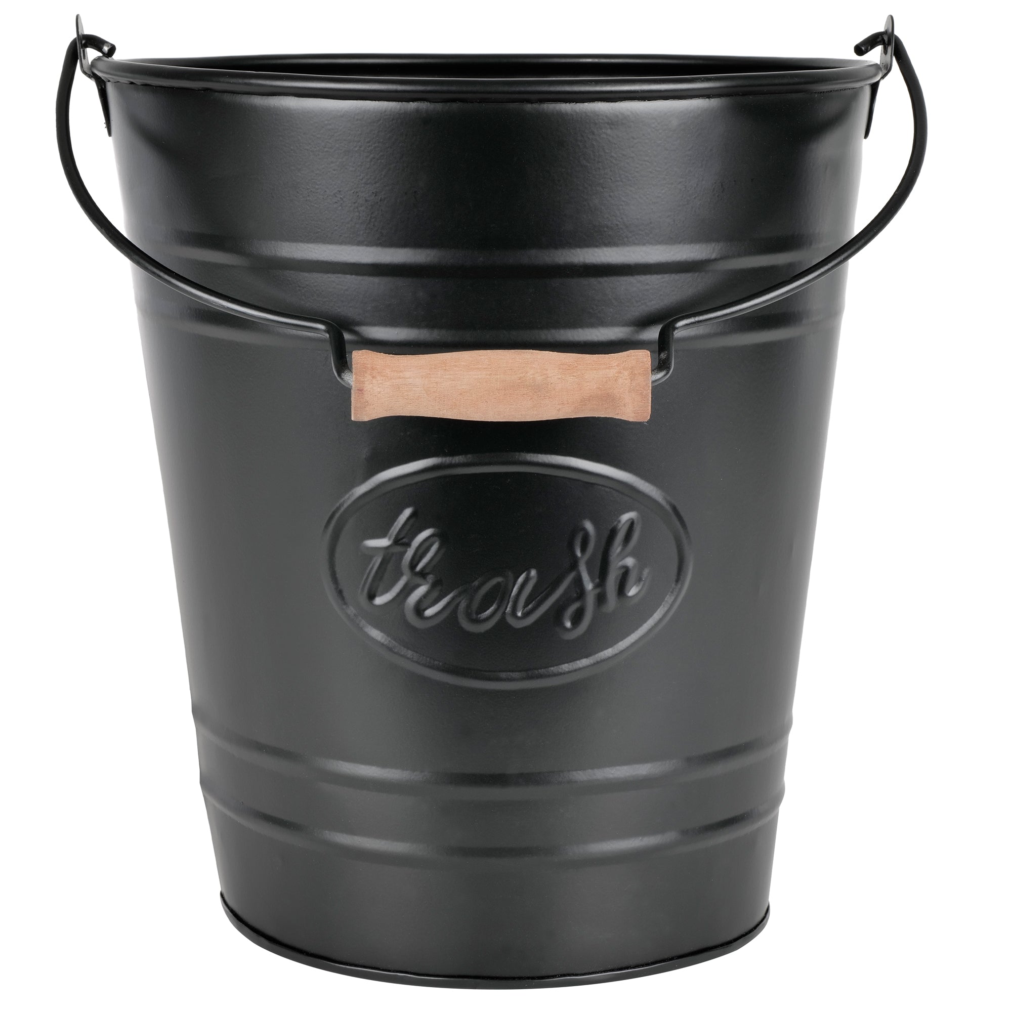 Black Metal Label Line Trash Pail - 2 Gallon Farmhouse Waste Bin ...